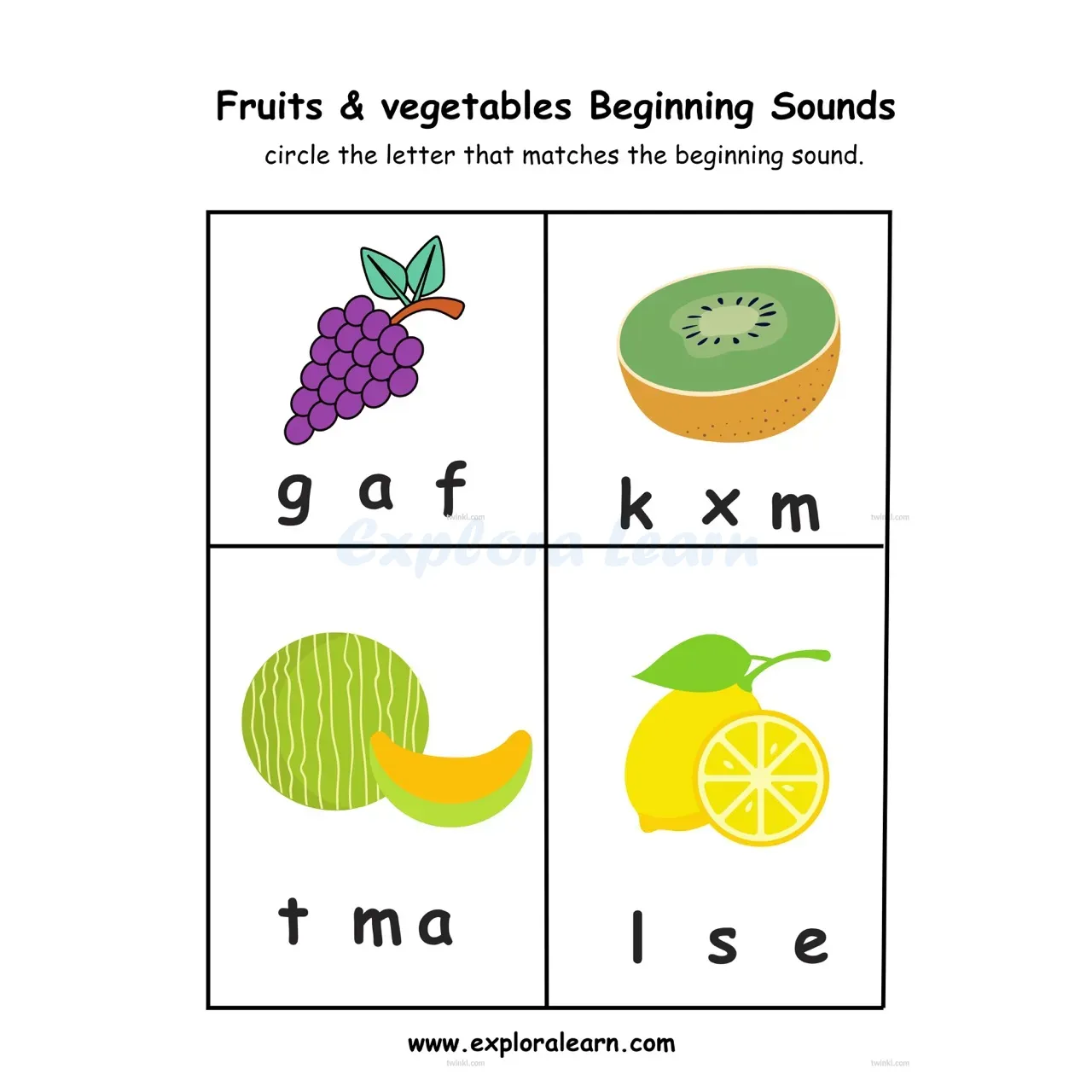 Free Exploralearn Worksheets, beginning sound worksheet