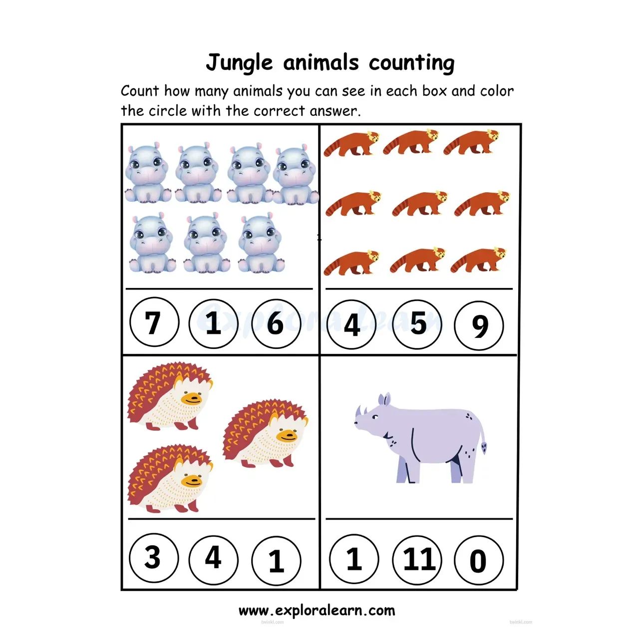 Free Exploralearn Worksheets, Counting worksheet