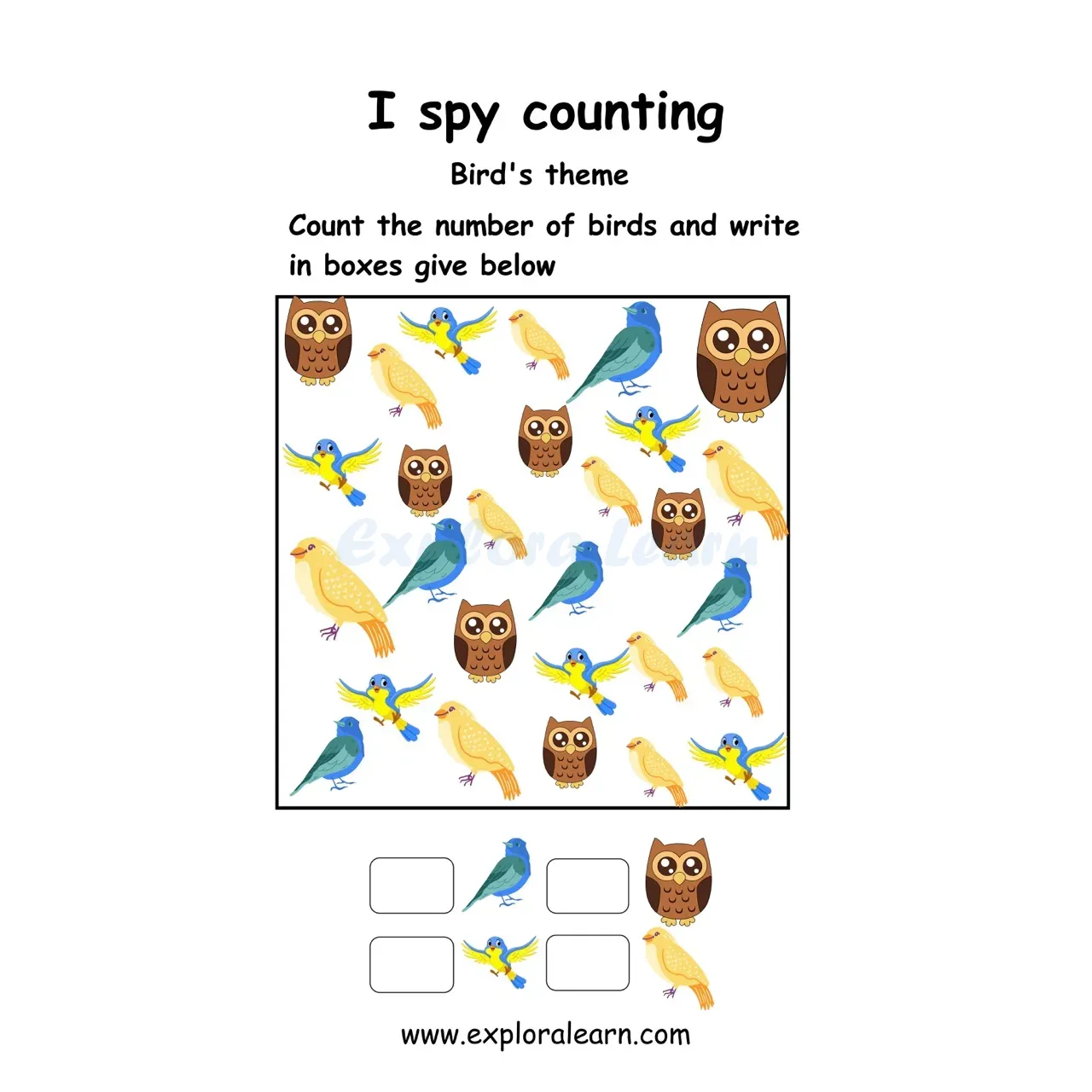 Free Exploralearn Worksheets, Counting worksheet