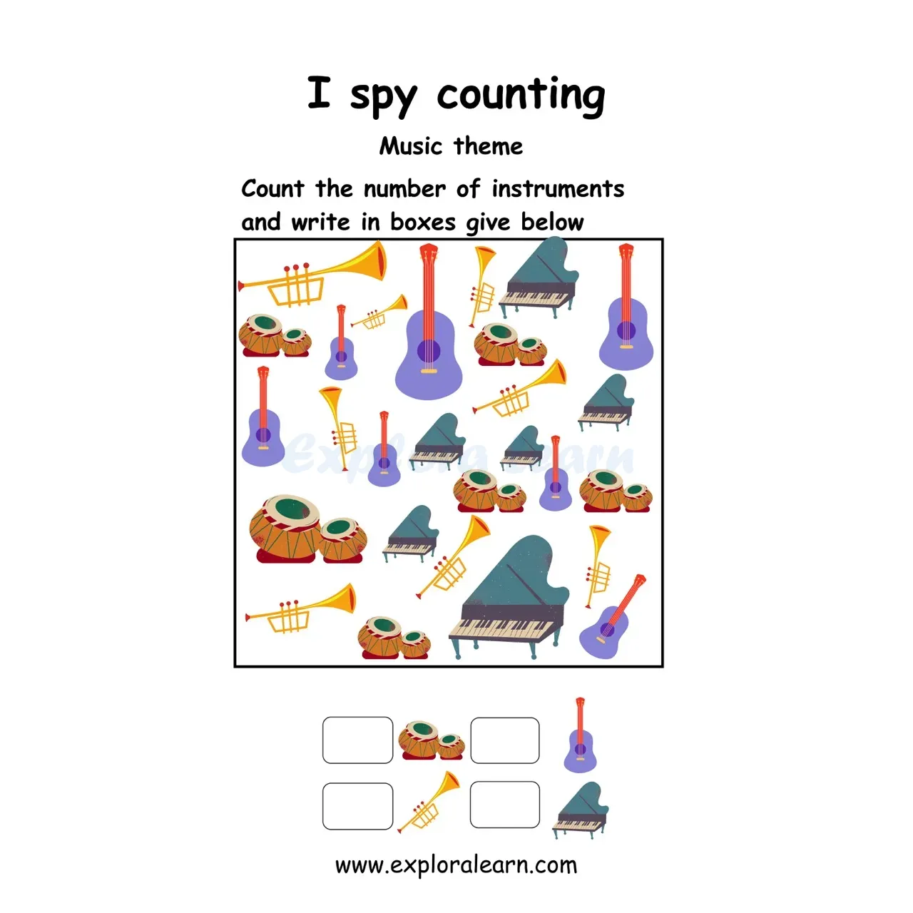 Free Exploralearn Worksheets, Counting worksheet