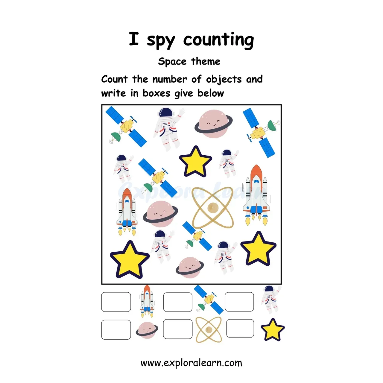 Free Exploralearn Worksheets, Counting worksheet
