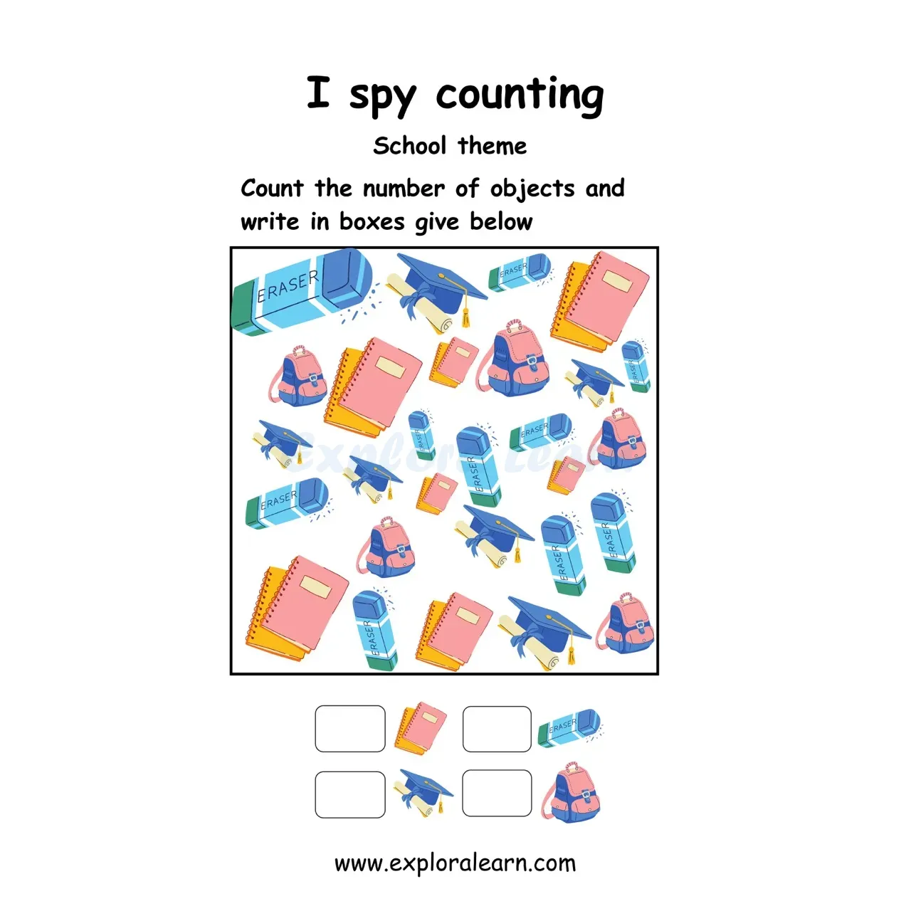 Free Exploralearn Worksheets, Counting worksheet
