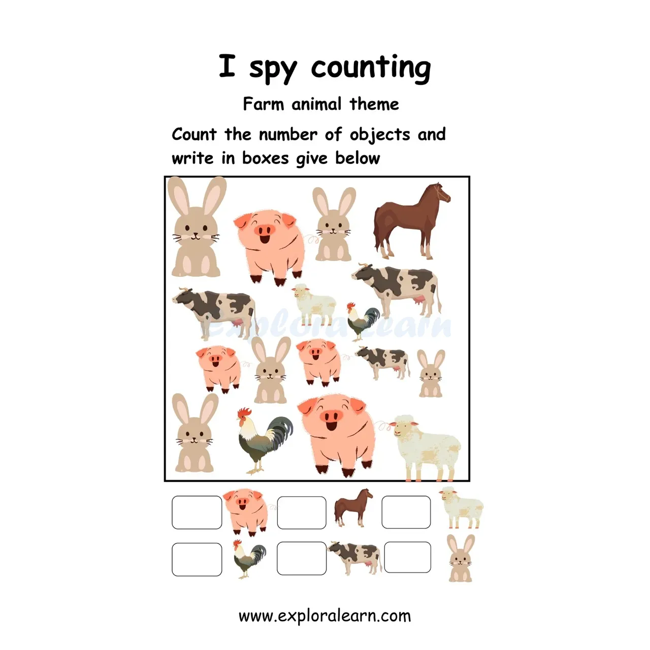 Free Exploralearn Worksheets, Counting worksheet