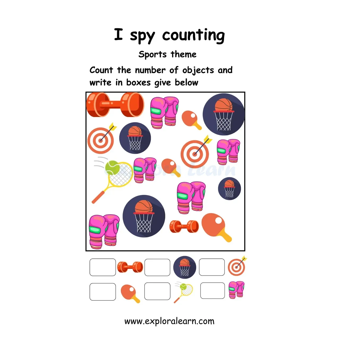 Free Exploralearn Worksheets, Counting worksheet
