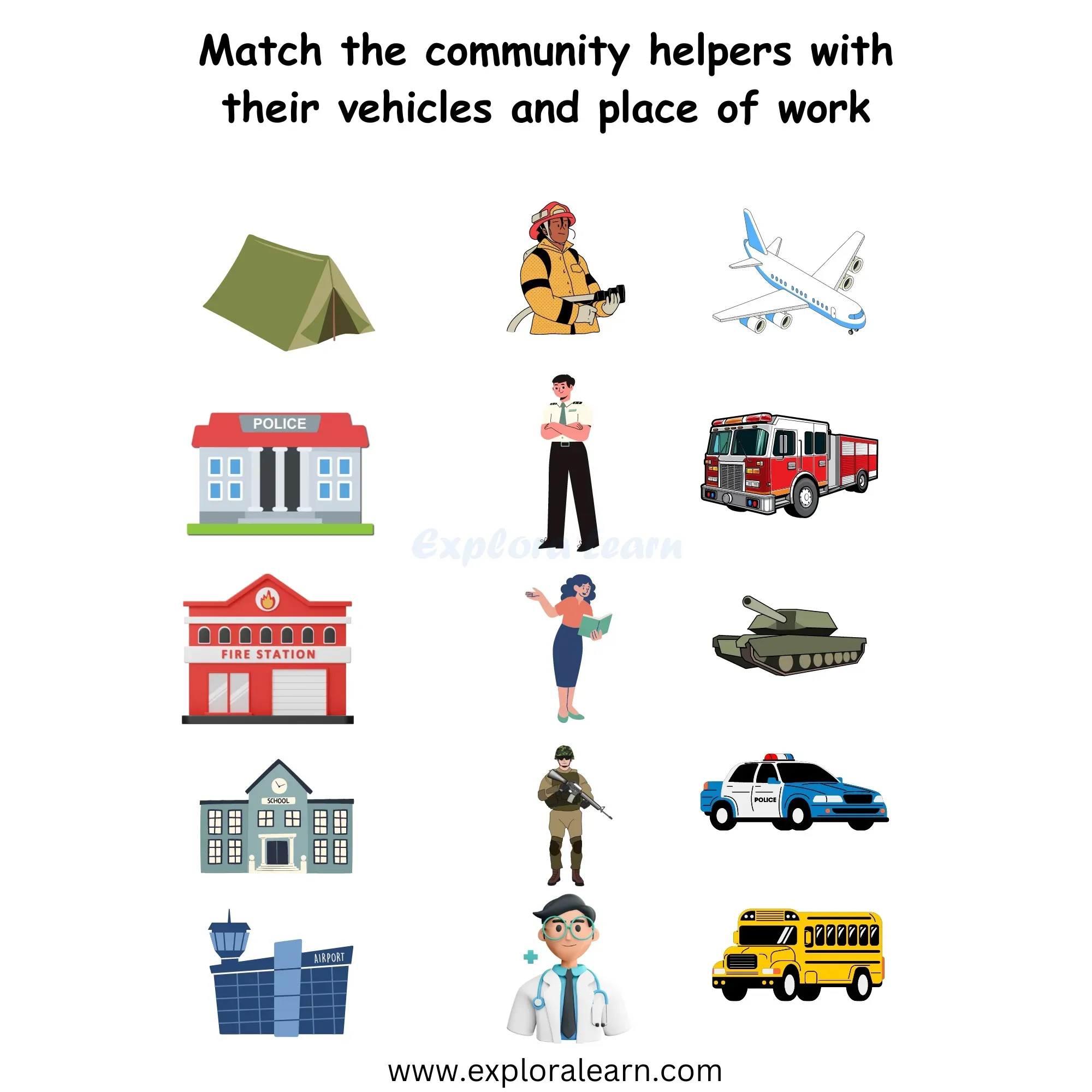 Free Exploralearn Worksheets, Community Helper Worksheets,Community ...