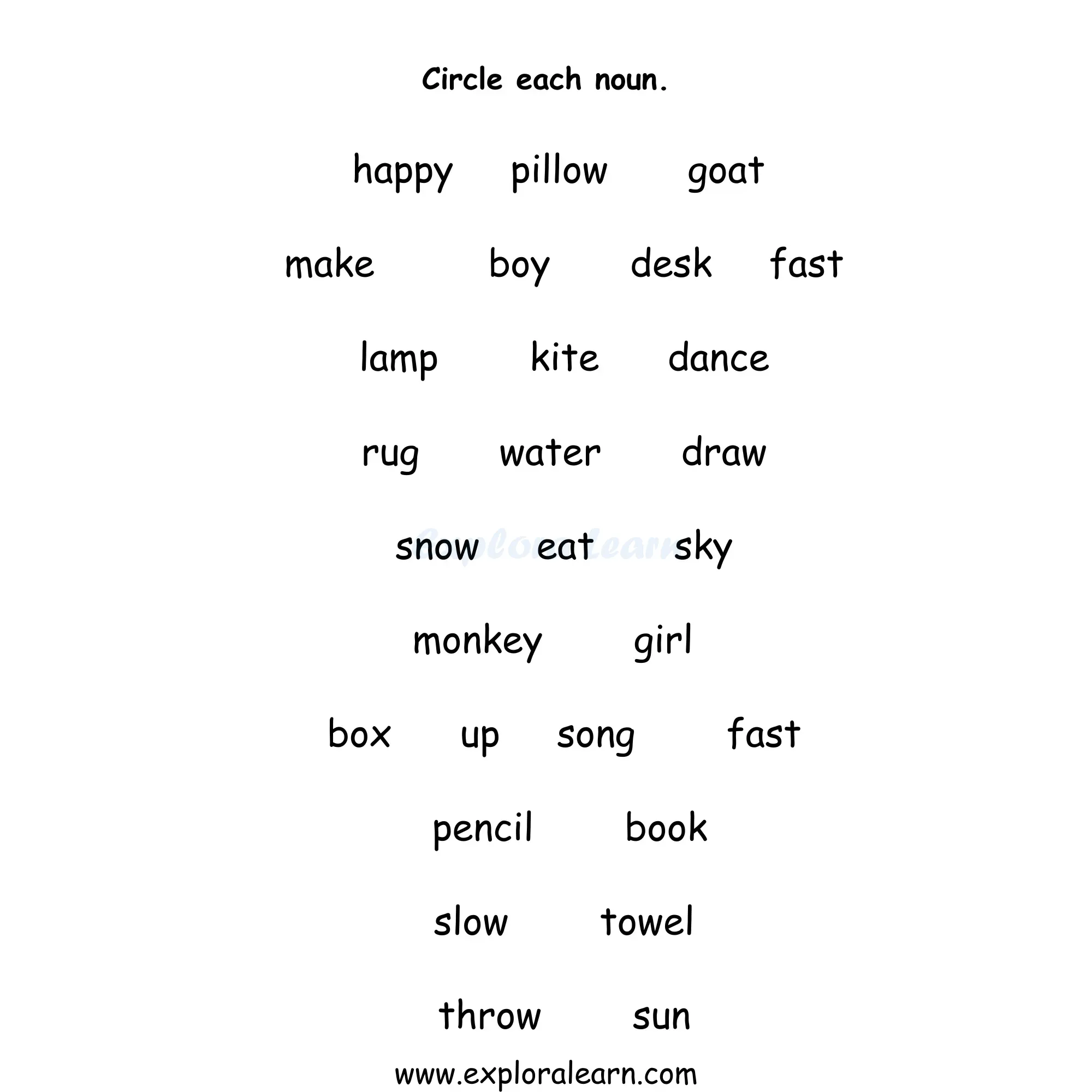 Free Exploralearn Worksheets, Class 1 English Grammar Worksheets ...