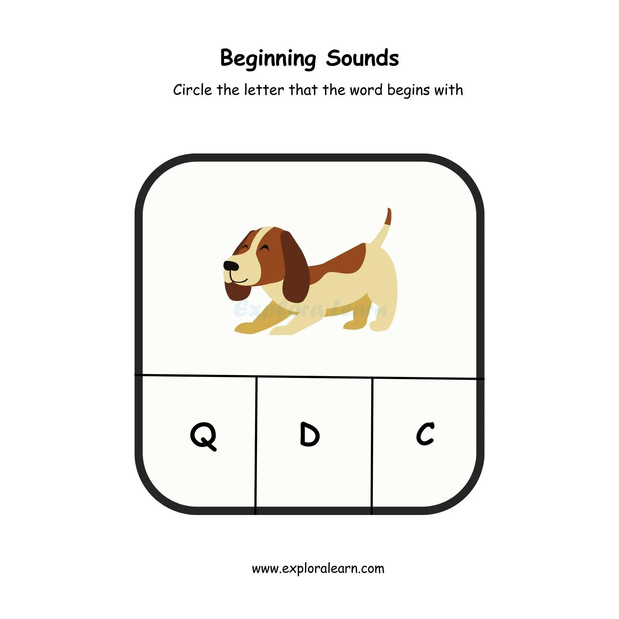 Free Exploralearn Worksheets, beginning sound worksheet d