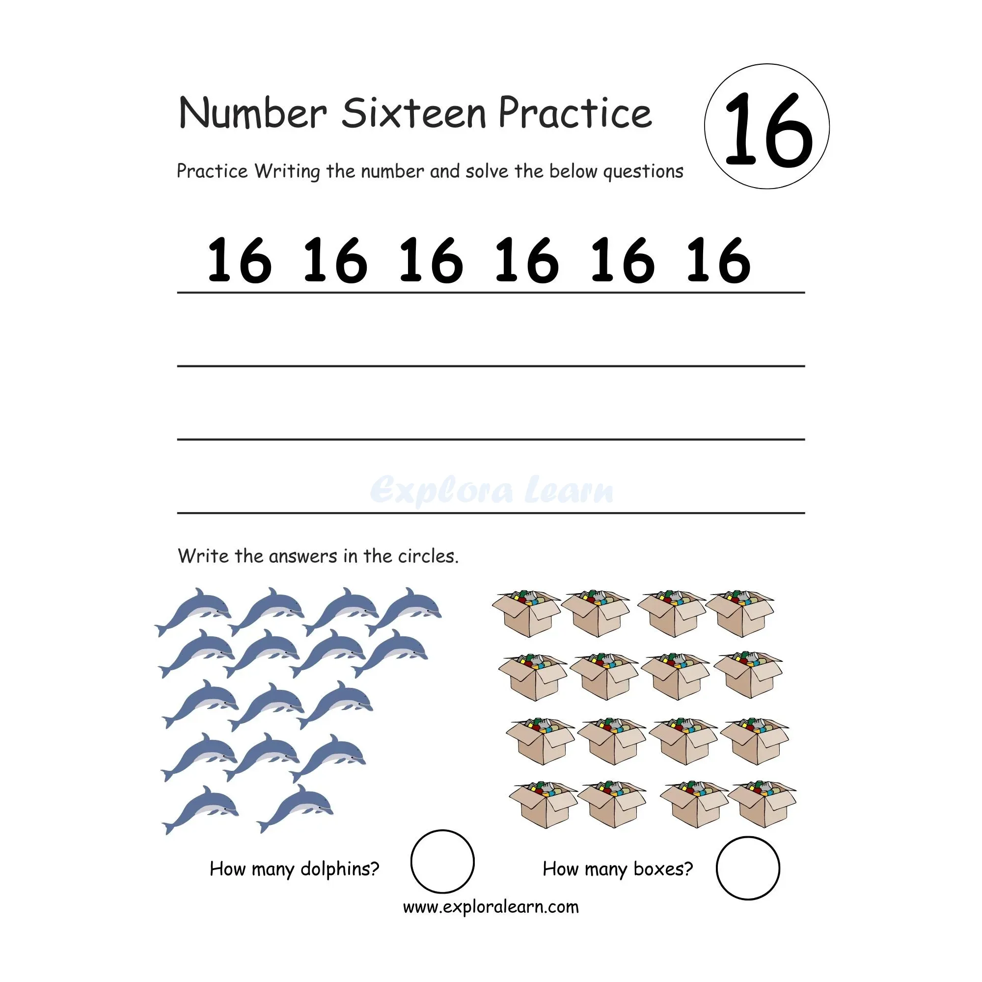 Free Exploralearn Worksheets, Number Writing Practice worksheet 16