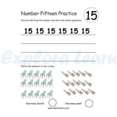 Free Exploralearn Worksheets, Number Writing Practice worksheet 15