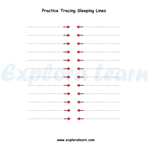 Free Exploralearn Worksheets, Sleeping Lines Practice worksheet.