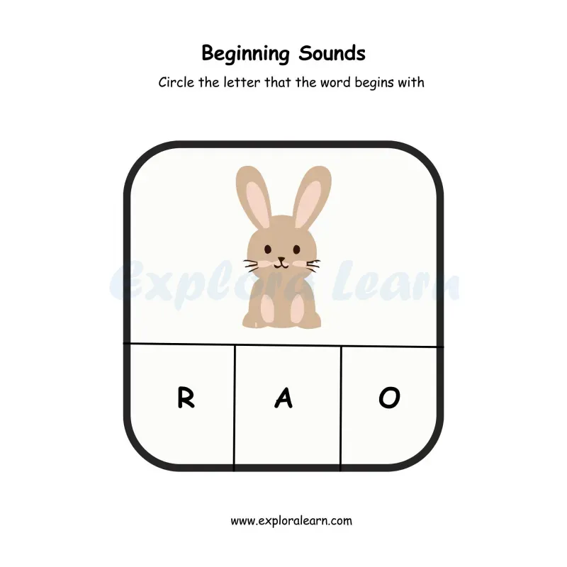 Free Exploralearn Worksheets, beginning sound worksheet r