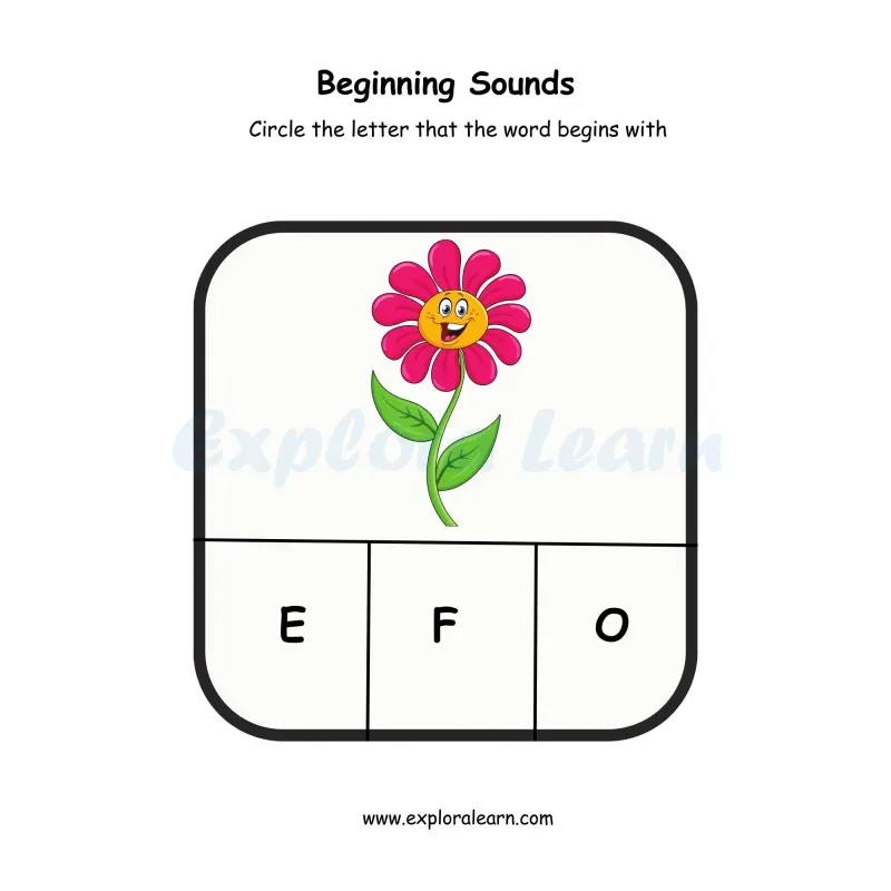 Free Exploralearn Worksheets, beginning sound worksheet f