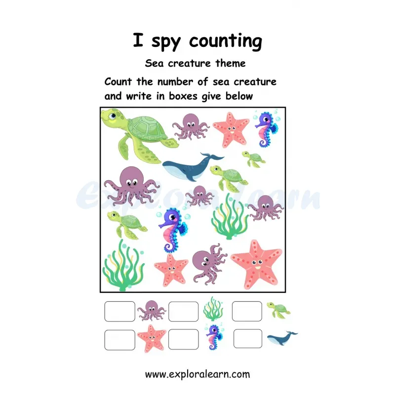 Free Exploralearn Worksheets, Counting worksheet