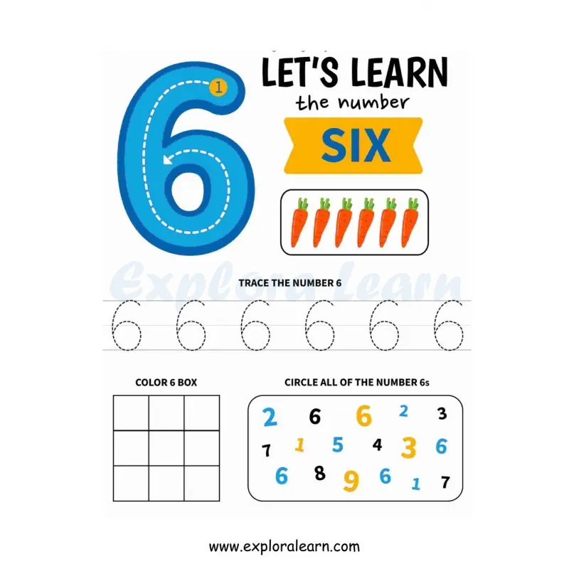 Free Exploralearn Worksheets, Number Writing Practice worksheet 6