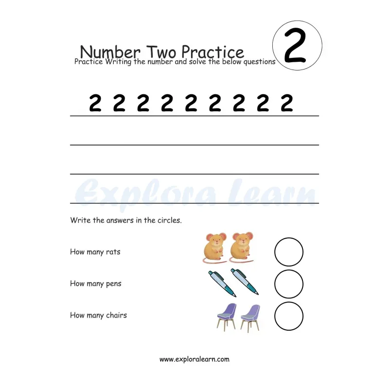 Free Exploralearn Worksheets, Number Writing Practice worksheet 2