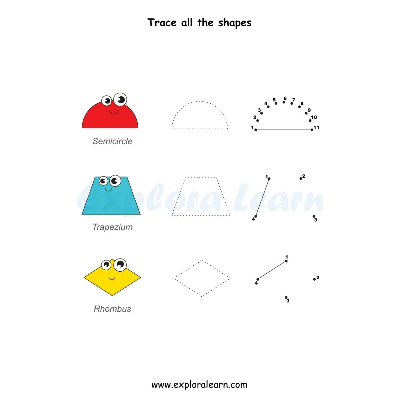 Free Exploralearn Worksheets, Shapes and Colours worksheet